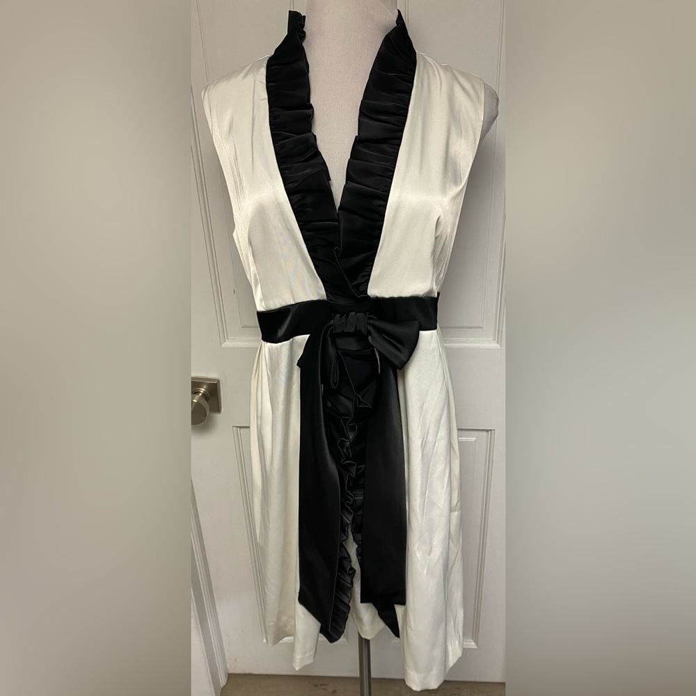 Ryu Dress Anthropologie Black White Satin Size Large - Gem